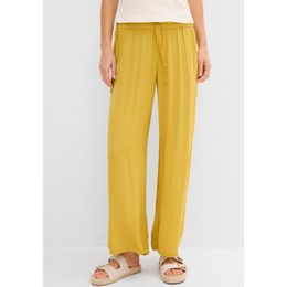 bonprix Damen bonprix Marlene-Hose &raquo;Marlenehose aus flie&szlig;ender Viskose&laquo; aus Viskose, lockere Passform, mit Bindeband, l&auml;ssiger Stil gelb 54, N-Gr