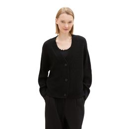 Tom Tailor Denim Damen Tom Tailor Denim Cardigan mit Strickstruktur und Knopfleiste schwarz XS (34)