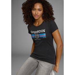 Kangaroos Damen Kangaroos T-Shirt Kurzarm, unifarben und bedruckt, Rundhalsausschnitt schwarz 36/38