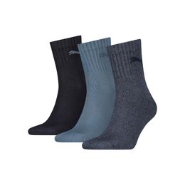 Puma Damen Puma Sportsocken &raquo;short crew&laquo; 3 Paar tlg. gepolsterte Frottee-Sohle, atmungsaktiv blau 43-46