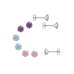 Firetti Damen Ohrstecker-Set &raquo;Multipack Schmuck Geschenk Silber 925 Ohrstecker Glitzer&laquo; mit Zirkonia (synth.) bunt 3,5, Silber 925 (Sterlingsilber)