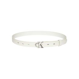 Calvin Klein Damen Lederg&uuml;rtel &raquo;FACTED CK BUCKLE 25MM PEBBLE&laquo; Gr&ouml;&szlig;enverstellbar mit Metallschlie&szlig;e wei&szlig; 90