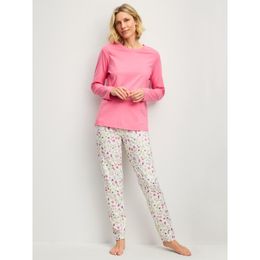 Calida Damen Calida Schlafanzug &raquo;Cotton Special&laquo; 2 Langarm, bequem, Baumwolle, Rundhals-Ausschnitt rosa XS (36/38)