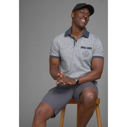 MAN'S WORLD Man's World Herren Poloshirt Kurzarm, Regular Fit, melierte Struktur, Rundhalsausschnitt blau 5XL (72/74)