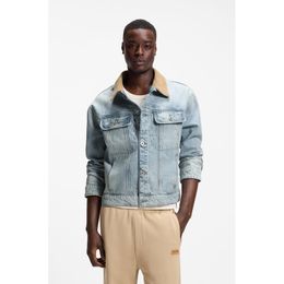Hugo Herren Hugo Jeansjacke &raquo;Erlo&laquo; Cordkragen, Relaxed Fit, Logo?Badge aus Veloursleder S