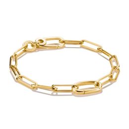Thomas Sabo Damen Thomas Sabo Charm-Armband &raquo;Charm Club Connect: Paperclip mit einem Connect Link&laquo; gold 19, Silber 925 (recycelt)