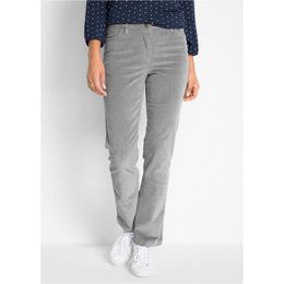 bonprix Damen bonprix Cordhose &raquo;Stretch-Cordhose, Straight&laquo; aus Stretch-Material, Slim Fit, mit Eingrifftaschen grau 48, N-Gr