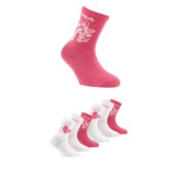 Fila Herren Socken 6 Paar, mit breitem Rippenb&uuml;ndchen, Cotton-Mix, Love-Design pink 27-30