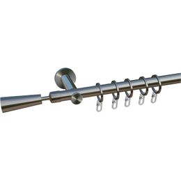 Indeko Gardinenstange &raquo;Genf&laquo; &Oslash; 16 mm 1 l&auml;ufig-l&auml;ufig Fixma&szlig; Komplett-Set inkl. Ringen und Montagematerial silber Stahl B/L: 120cm &Oslash; 16mm, 1 l&auml;ufig