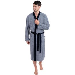 WEWO-Fashion Wewo fashion Herrenbademantel &raquo;2726, ideal f&uuml;r Sauna & Spa, Hotelbademantel, Morgenmantel&laquo; 1 Stk. tolle Musterung blau Polycotton S L: 120cm
