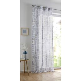 Kutti Vorhang &raquo;Glen&laquo; &Ouml;sen 1 Stk. tlg. modernes Aquarell Design, Wasserfarben grau Leinenstruktur, Polyester 145cm, &Ouml;sen, 135cm
