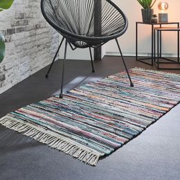 ANDIAMO Teppich &raquo;Multi&laquo; rechteckig 10 mm H&ouml;he Flachgewebe, Fleckerl, reine Baumwolle, handgewebt, mit Fransen bunt Baumwolle B : 90cm 1 Stk., 10mm, L: 160cm