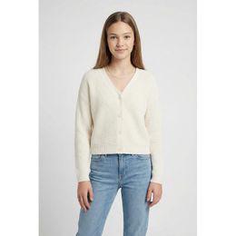 Tom Tailor Kinder Tom Tailor Strickjacke mit V-Ausschnitt und Knopfleiste wei&szlig; 176