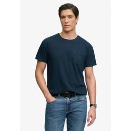 Superdry Herren Rundhalsshirt &raquo;COTTON CLASSIC LINEN PKT TEE&laquo; Baumwollmischung, relaxed fit aus luftig leichtem Baumwoll-Leinen-Mix blau 3XL