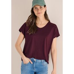 Cecil Damen T-Shirt mit elastischem Bund lila XS (36)