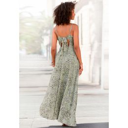 Lascana Damen Lascana Maxikleid &raquo;Cut-Out am R&uuml;cken aus leichter Webware mit Bl&uuml;mchendruck&laquo; Elegantes Sommerkleid, Spaghettikleid, Viskosekleid, 