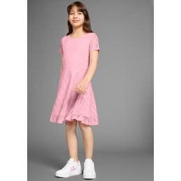 Kidsworld M&auml;dchen Kidsworld Spitzenkleid &raquo;Jerseykleid mit aufwendiger Spitze&laquo; Festliches Kleid mit Spitze rosa 104/110, N-Gr