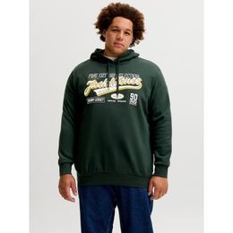 Jack & Jones PlusSize Jack & Jones Plussize Herren Jack & Jones PlusSize Kapuzensweatshirt &raquo;JJELOGO SWEAT HOOD 2 COL AW26 SN PLS&laquo;, Baumwollmischung, normal geschnitten gr&uuml;n