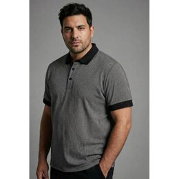 Man's World Plus Herren Poloshirt &raquo;auch in Grosse Gr&ouml;&szlig;en bis Gr. 7XL &Auml;rmel-Fit&laquo; Regular Fit, Kurzarm, mit Seitenschlitzen, gemustert grau M (48/50)
