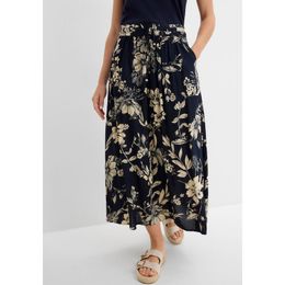 bonprix Damen bonprix Maxirock aus Viskose, Maxil&auml;nge, lockere Passform, bedrucktes Design blau 54