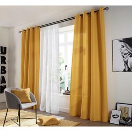 OTTO home Vorhang &raquo;Raja&laquo; &Ouml;sen 2 Stk. tlg. einfarbig, Einfache Montage, Pflegeleicht, &Ouml;sen, 2 er Pack, uni grau Polyester, Recyceltes Material 145cm, 