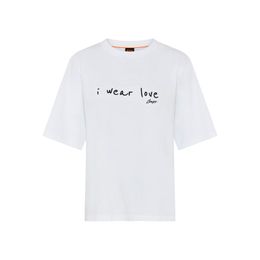 BOSS Orange Damen BOSS Orange T-Shirt &raquo;Eregular Premium Damenmode&laquo; mit Statement-Schriftzug, Relaxed Fit wei&szlig; XL