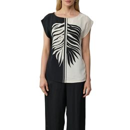 s.Oliver BLACK LABEL Damen s.Oliver BLACK LABEL T-Shirt mit floralem Print, im Colorblocking-Style schwarz-wei&szlig; 34