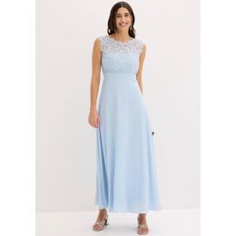 bonprix Damen bonprix Maxikleid &raquo;Maxikleid mit Spitze&laquo; f&uuml;r festliche Anl&auml;sse, vollst&auml;ndig gef&uuml;ttert, taillierte Passform blau 54, N-Gr