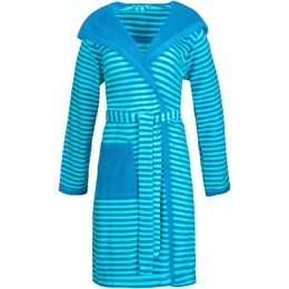 Esprit Damenbademantel &raquo;Striped Hoody, ideal f&uuml;r Sauna & Spa, Hotelbademantel, Morgenmantel&laquo; 1 Stk. mit Kapuze, gestreift blau Rundstrickware L L: 97cm