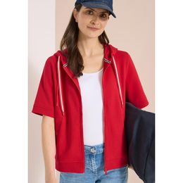 Cecil Damen Sweatjacke Kurzarm Sweatjacke mit Kapuze rot L (42)