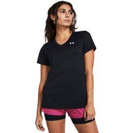 Under Armour Damen Trainingsshirt &raquo;TECH SSV- SOLID&laquo; mit V-Ausschnitt, schnell trocknend, atmungsaktiv, normale Schnittform schwarz L