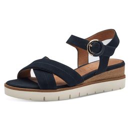 Tamaris Damen Keilsandalette , Sommerschuh, Riemchensandale mit Ziern&auml;hten blau 39