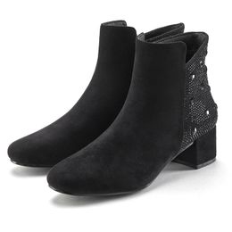 Lascana Damen Lascana Stiefelette mit raffiniertem Detail und Blockabsatz, kurzer Stiefel VEGAN schwarz 39