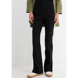 bonprix Damen bonprix Stretch-Hose aus Viskose, mit Bootcut-Design, Regular Fit, mit G&uuml;rtelschlaufen schwarz 50, N-Gr