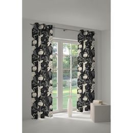 Adam Vorhang &raquo;Eden&laquo; &Ouml;sen 1 Stk. tlg. aus 100% Bio-Baumwolle schwarz-wei&szlig; Jacquard, Baumwolle (Bio-Baumwolle) 145cm, &Ouml;sen, 145cm