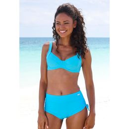Lascana Damen Lascana Bikini-Hotpants mit seitlicher Raffung blau 38, N-Gr