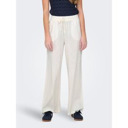 Jacqueline de Yong Jdy Damen JDY Schlupfhose &raquo;JDYSAY LINEN HW WIDE PANT WVN NOOS&laquo; Sommerhose mit Leinen wei&szlig; XL (42), L&auml;nge 32
