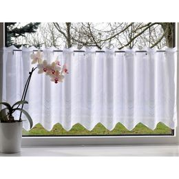 Stickereien Plauen Scheibengardine &raquo;Grafik&laquo; Stangendurchzug 1 Stk. tlg. wei&szlig; Polyester 45cm, Stangendurchzug, 95cm