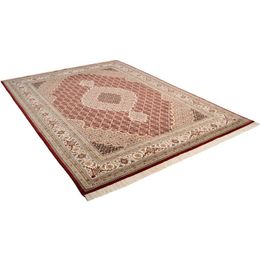 Theko Orientteppich &raquo;Mahi Tabriz, handgekn&uuml;pft&laquo; rechteckig 12 mm H&ouml;he Material: 80%Wolle, 20% Seide, mit Fransen, Wohnzimmer rot Schurwolle, Seide B :