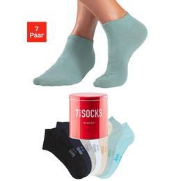 Bench. Damen Sneakersocken &raquo;Damen und Herrensocken, sportliche Kurzform&laquo; Dose, 7 Stk. tlg. verpackt in der Dose schwarz 43-46