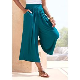 Lascana Damen Lascana Culotte &raquo;mit extra weitem Bein aus luftig-leichter Viskose&laquo; bequeme Schlupfhose mit modischen Falten, Strandhose, Sommerhose 