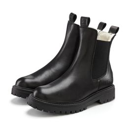 ELBSAND Damen Stiefelette &raquo;Chelseaboots, Stiefel, Boots, Winterstiefel, Schlupfstiefel&laquo; aus Leder mit Warmfutter, Lederstiefelette schwarz 43