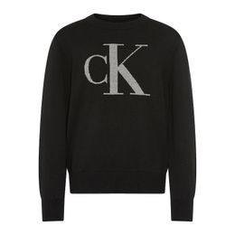 Calvin Klein Jeans Herren Strickpullover &raquo;MONOGRAM REG. SWEATER CN&laquo; Regular fit mit Markenlogo schwarz 10 (140)