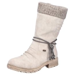 Rieker Damen Winterstiefel Winterboots, Blockabsatz, TEX-Membran, mit gestricktem Schaftrand beige 41