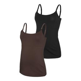 MAMALICIOUS Damen Umstandstop &raquo;MLKERRIE STRAP JRS TOP 2F 2-P NOOS&laquo; Packung, 2 Baumwollmischung, regular fit braun L