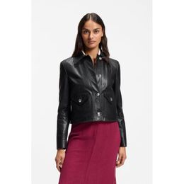 BOSS Orange Damen BOSS Orange Lederjacke &raquo;Sakara Premium Damenmode&laquo; mit Spitzkragen und Pattentaschen, Regular Fit 36 Trachtenmode