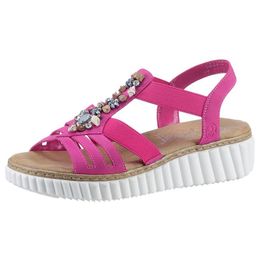 Rieker Damen Plateausandale , Sommerschuh, Sandalette, Plateauabsatz, mit weicher Innensohle pink 41