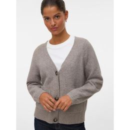 V&eacute;ro Moda Vero Moda Damen Strickjacke &raquo;VMBOOM LS V-NECK BUTTON CARDIGAN GA NOOS&laquo; Materialmix, loose fit grau L