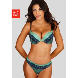 Melrose Damen Set: Push-up-BH Set, mit String, 2 Stk., Dessous gr&uuml;n 70 (32/34), Cup C