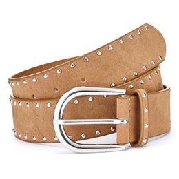 Lascana Damen Lascana H&uuml;ftg&uuml;rtel &raquo;Nieteng&uuml;rtel, Anzugg&uuml;rtel, G&uuml;rtel, Jeansg&uuml;rtel, Hoseng&uuml;rtel&laquo; in Veloursleder-Optik mit kleinen Nieten f&uuml;r Jeans & 